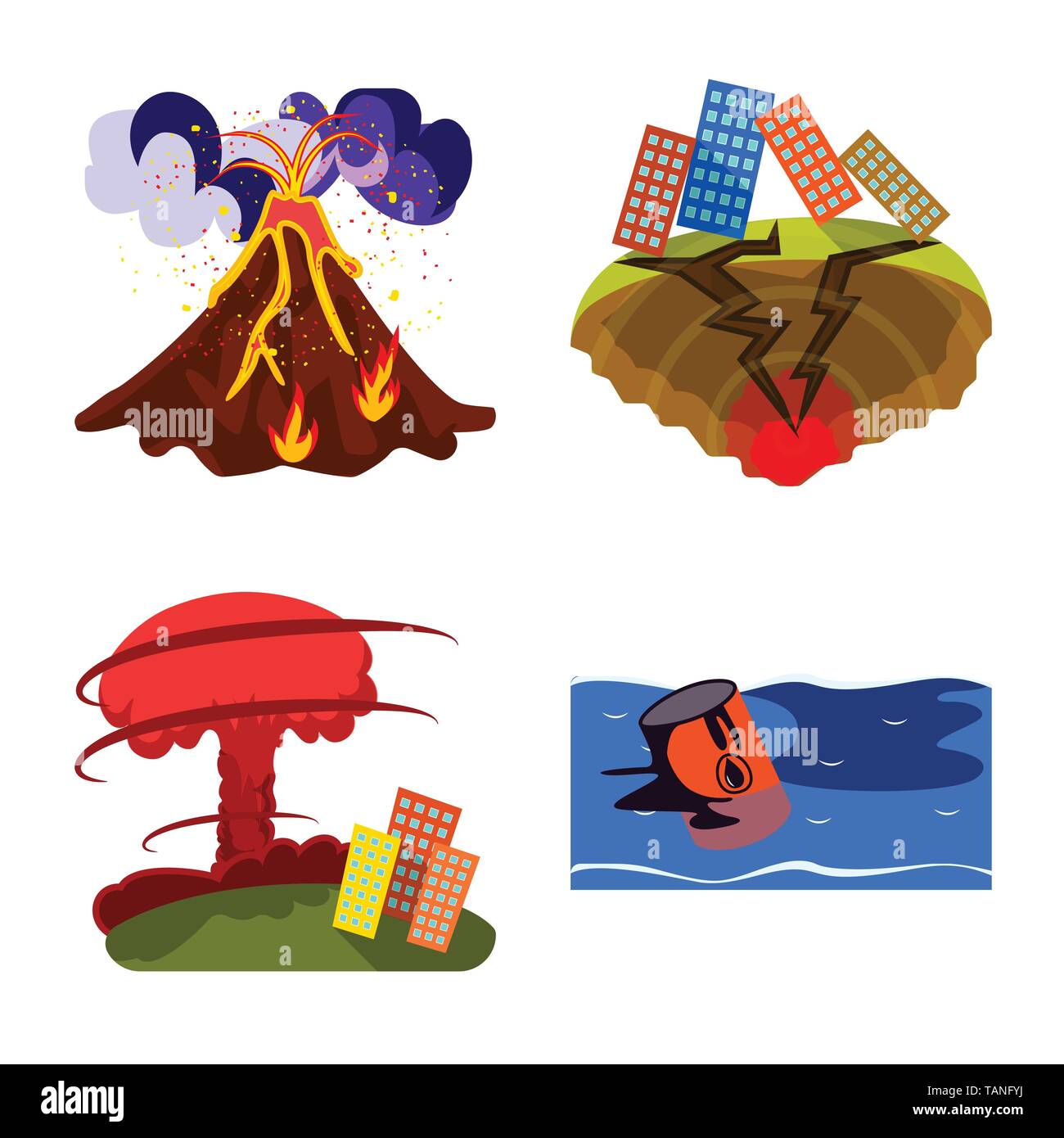 Vector design of cataclysm and disaster logo. Set of cataclysm and ...