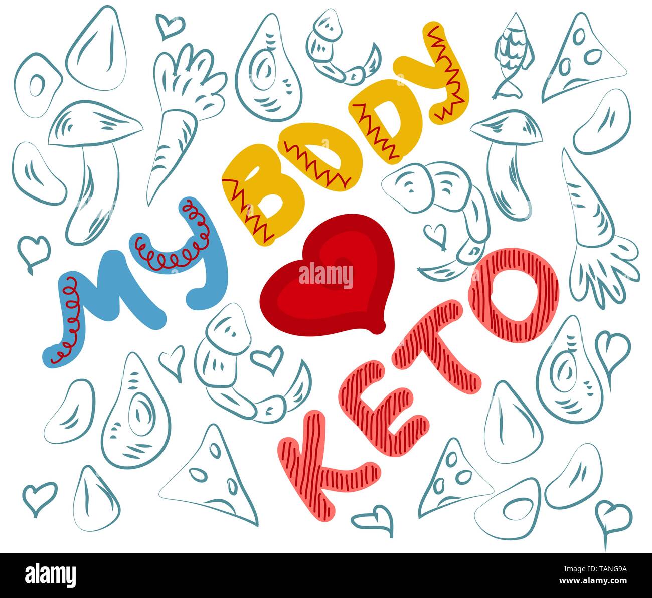 My body loves keto quote. Keto diet hand drawn lettering. Healthy ...