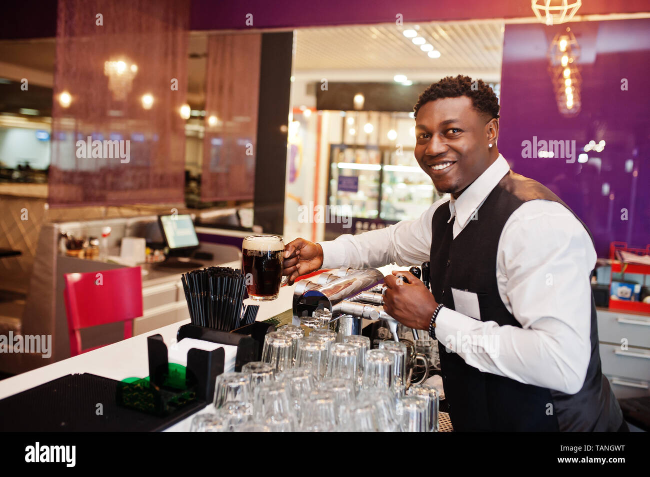 African american barman in hi-res stock photography and images - Alamy