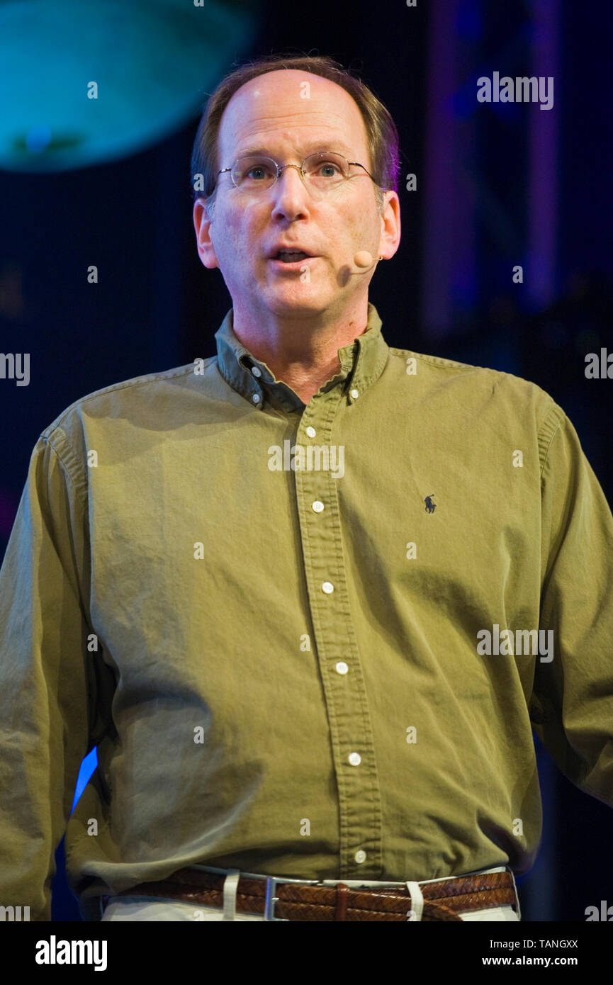 Steve Strogatz American mathematician speaking on stage at Hay Festival ...