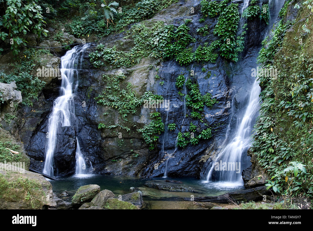 Tamaraw waterfall at Puerto Galera, Mindoro, Philippines Stock Photo ...