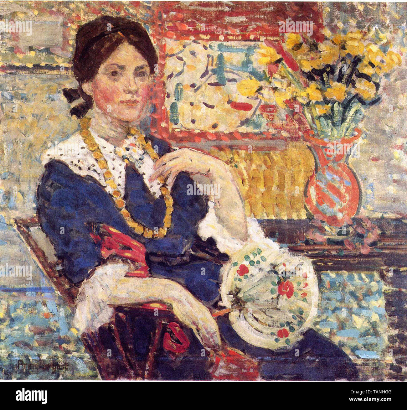 Maurice Prendergast - le rouge portrait miss edith king c 1913 Stock ...
