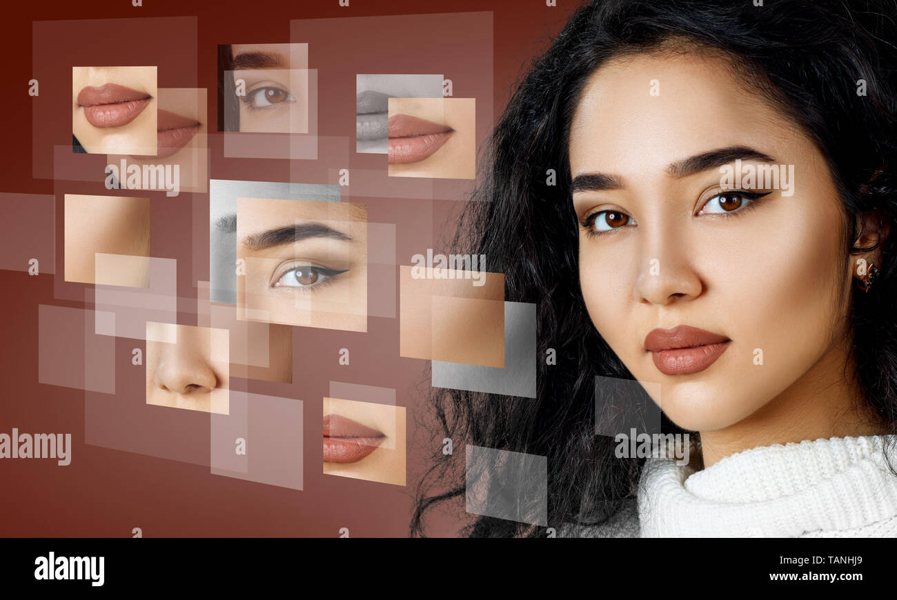 Woman's face collected from different parts Stock Photo - Alamy