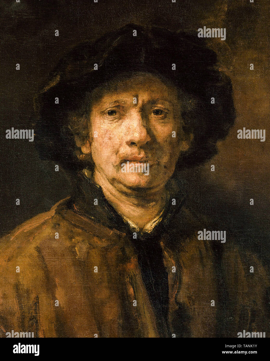 Rembrandt van Rijn, Large Self Portrait (detail), painting, 1652 Stock ...