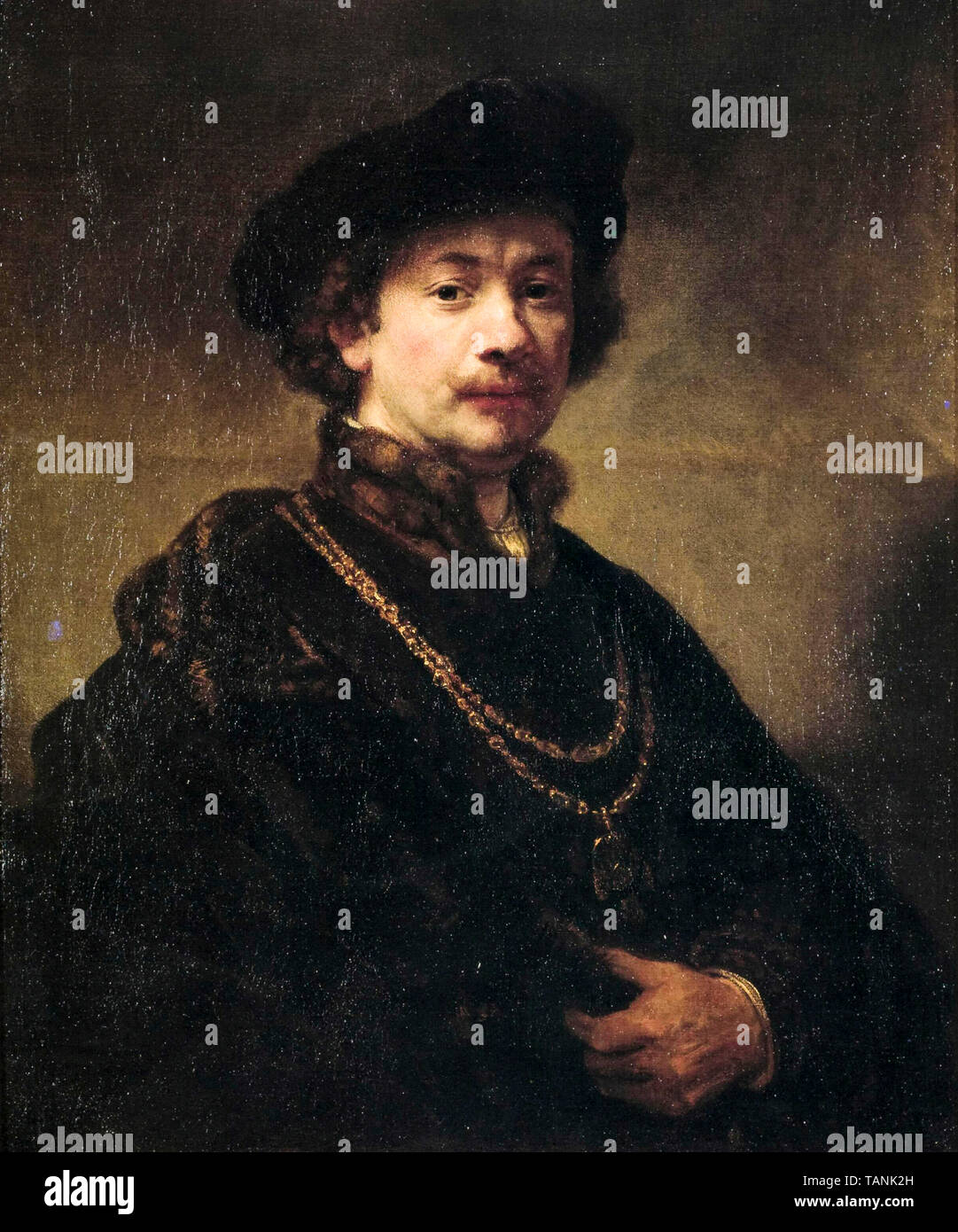 Rembrandt van Rijn, Self-portrait with beret, gold chain and medal ...