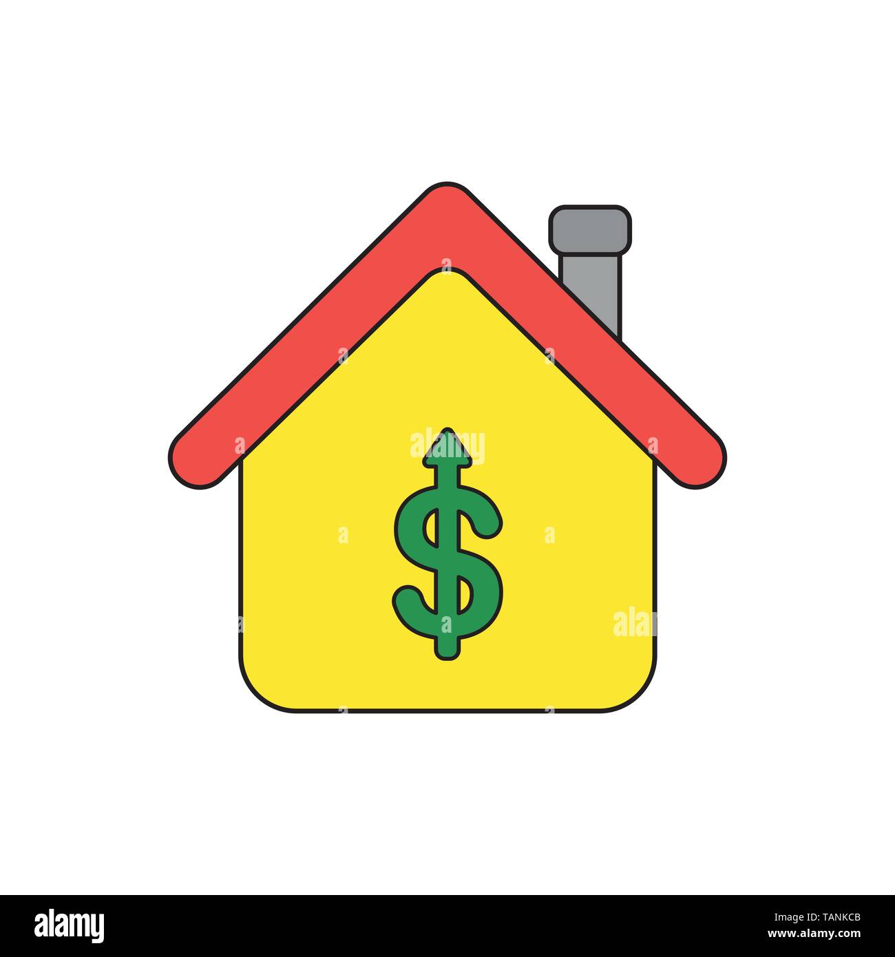 Vector icon concept of dollar symbol arrow moving up inside house ...