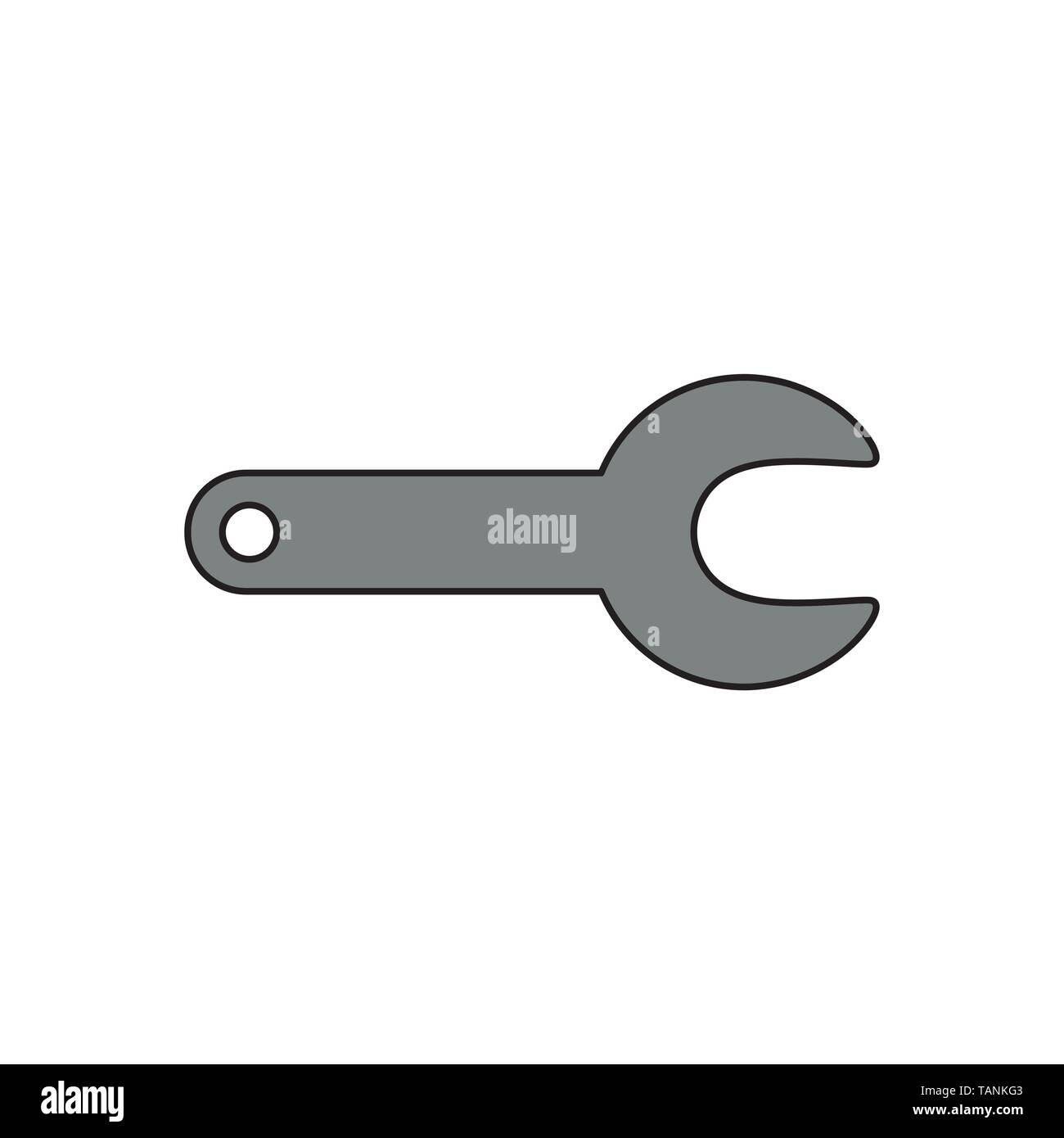Vector icon of grey spanner. Black outlines and colored Stock Vector ...