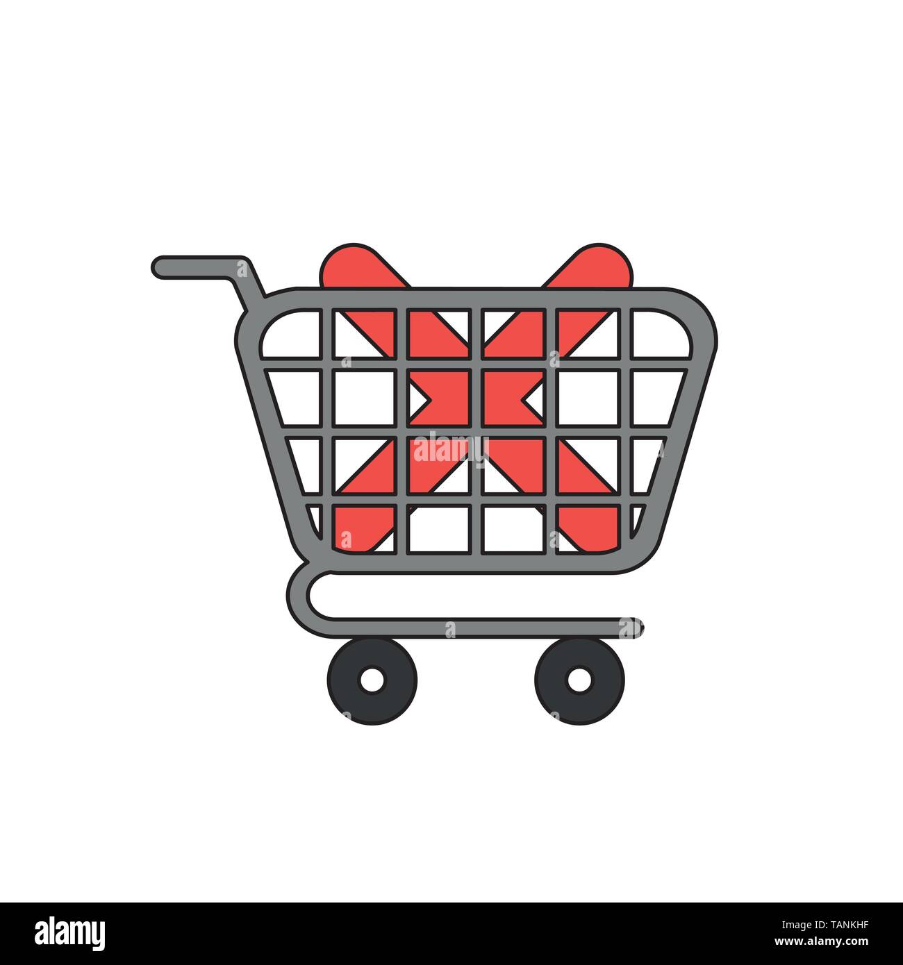 Vector icon concept of red x mark inside shopping cart. Black outlines ...