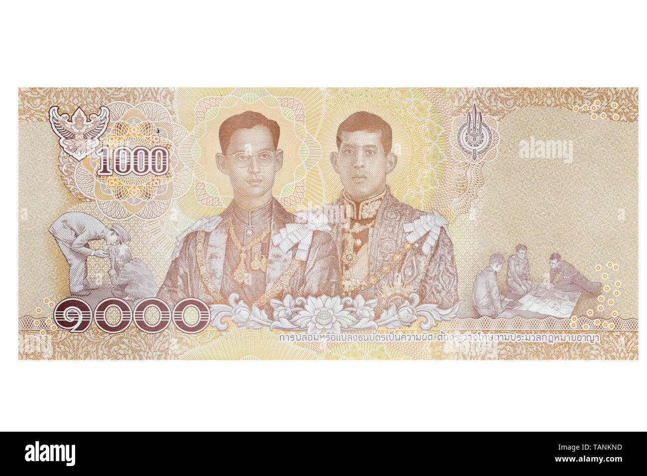 One thousand thai Baht note note on a white background Stock Photo - Alamy