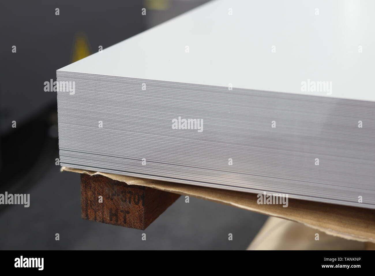 Stack of steel sheets ; ready to use ; stock ; for laser cutting Stock ...