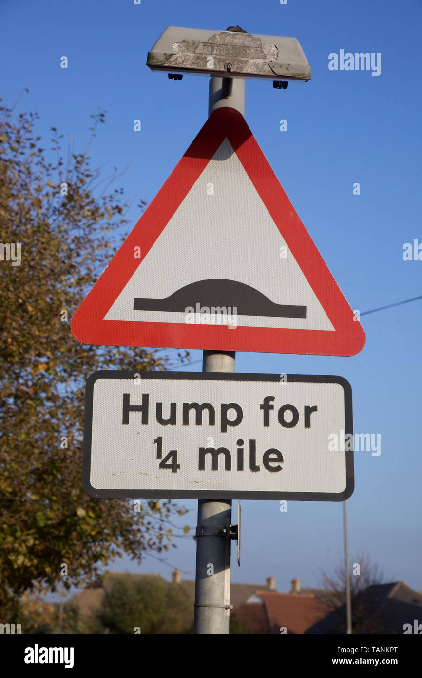 Speed hump sign, England Stock Photo - Alamy