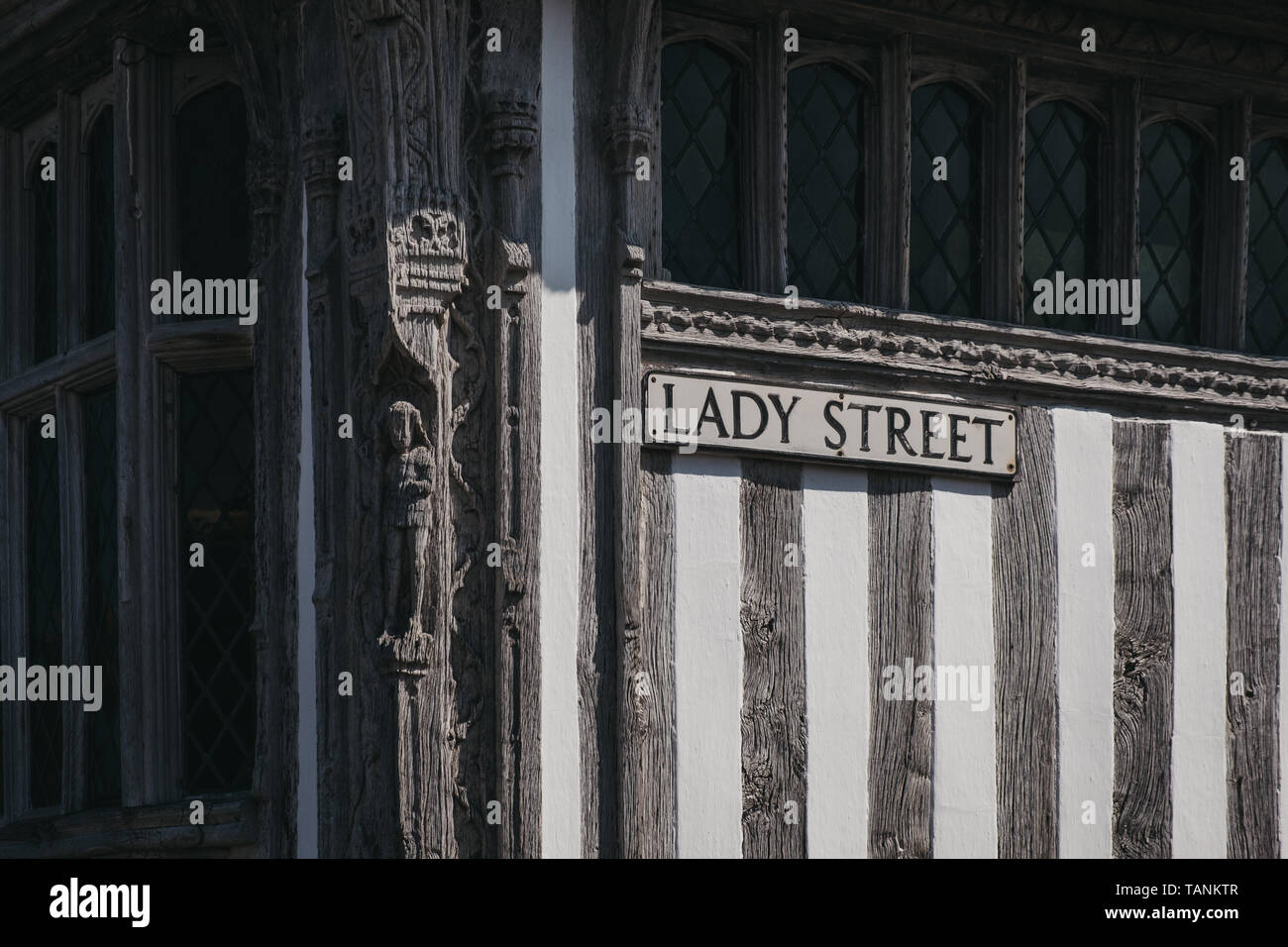 Lady Street street name sign on a corner of a white and grey half ...