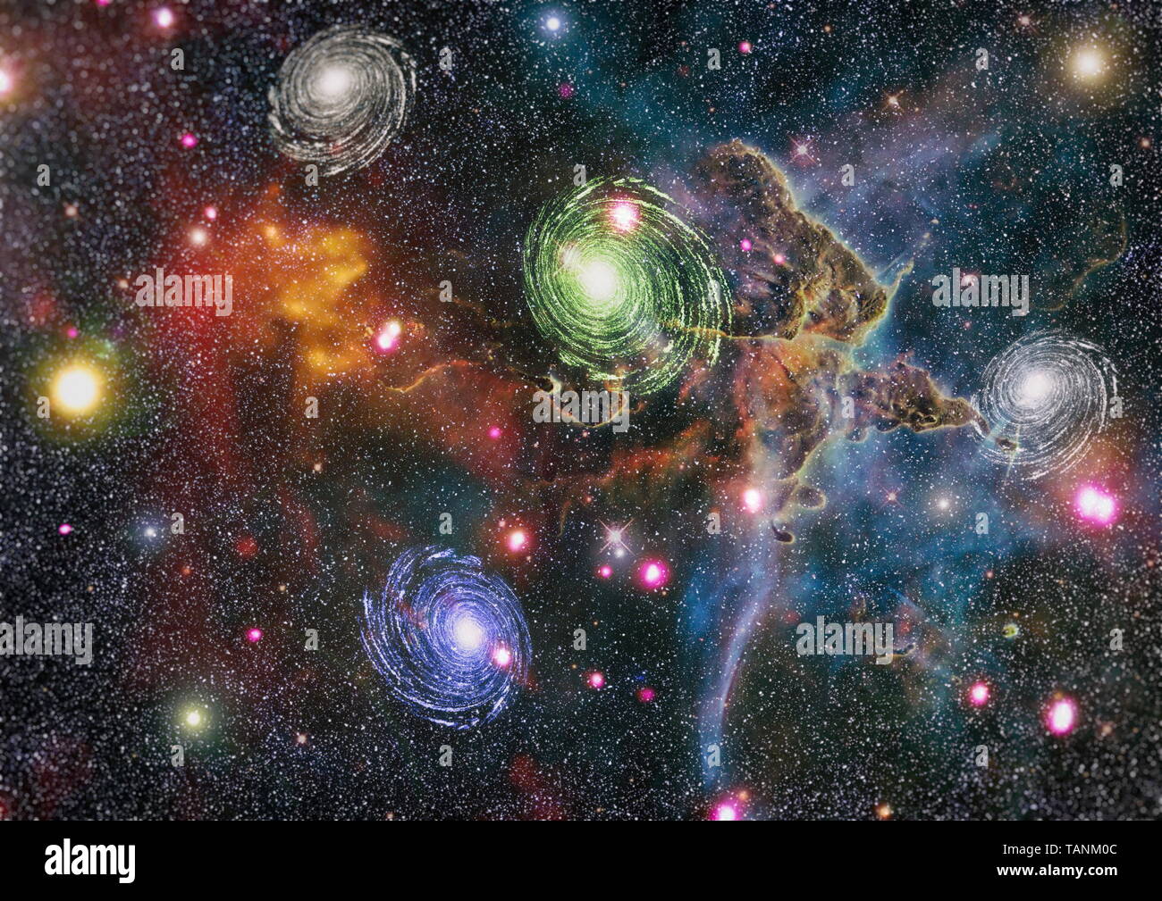 planets, stars and galaxies in outer space showing the beauty of space ...