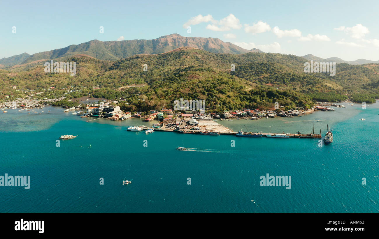 Ferry port in the city of Coron, on the island Busuanga, Philippines ...
