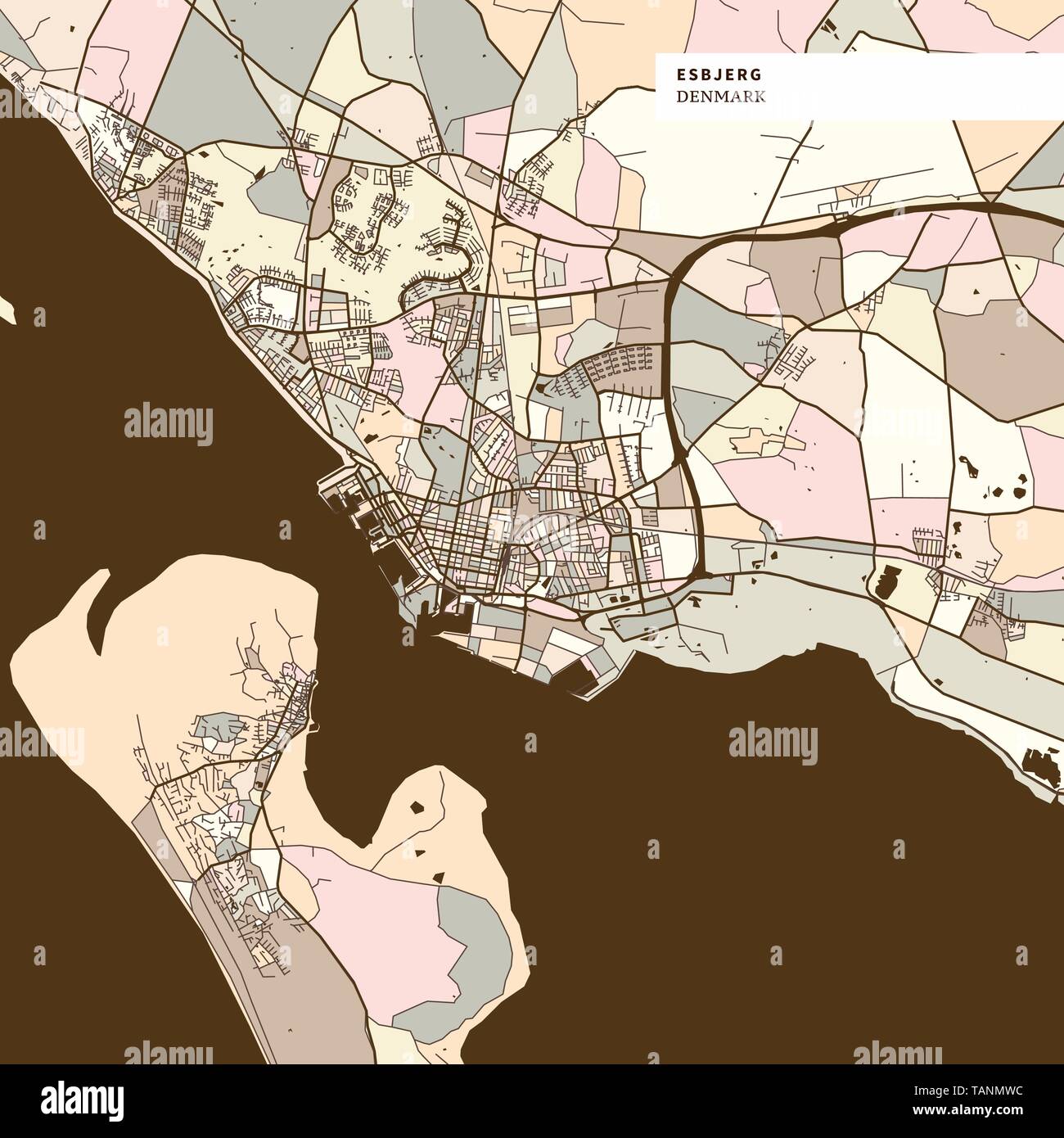 Esbjerg printable map hi-res stock photography and images - Alamy