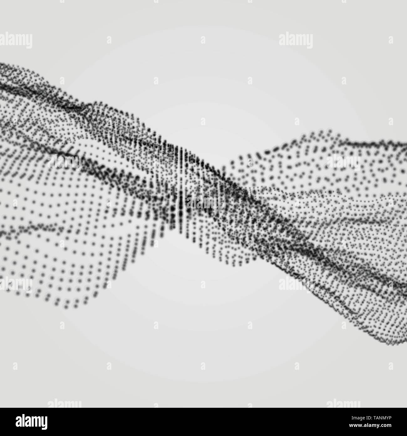 Array With Dynamic Emitted Particles Flowing Particle Waves Abstract Science Or Technology