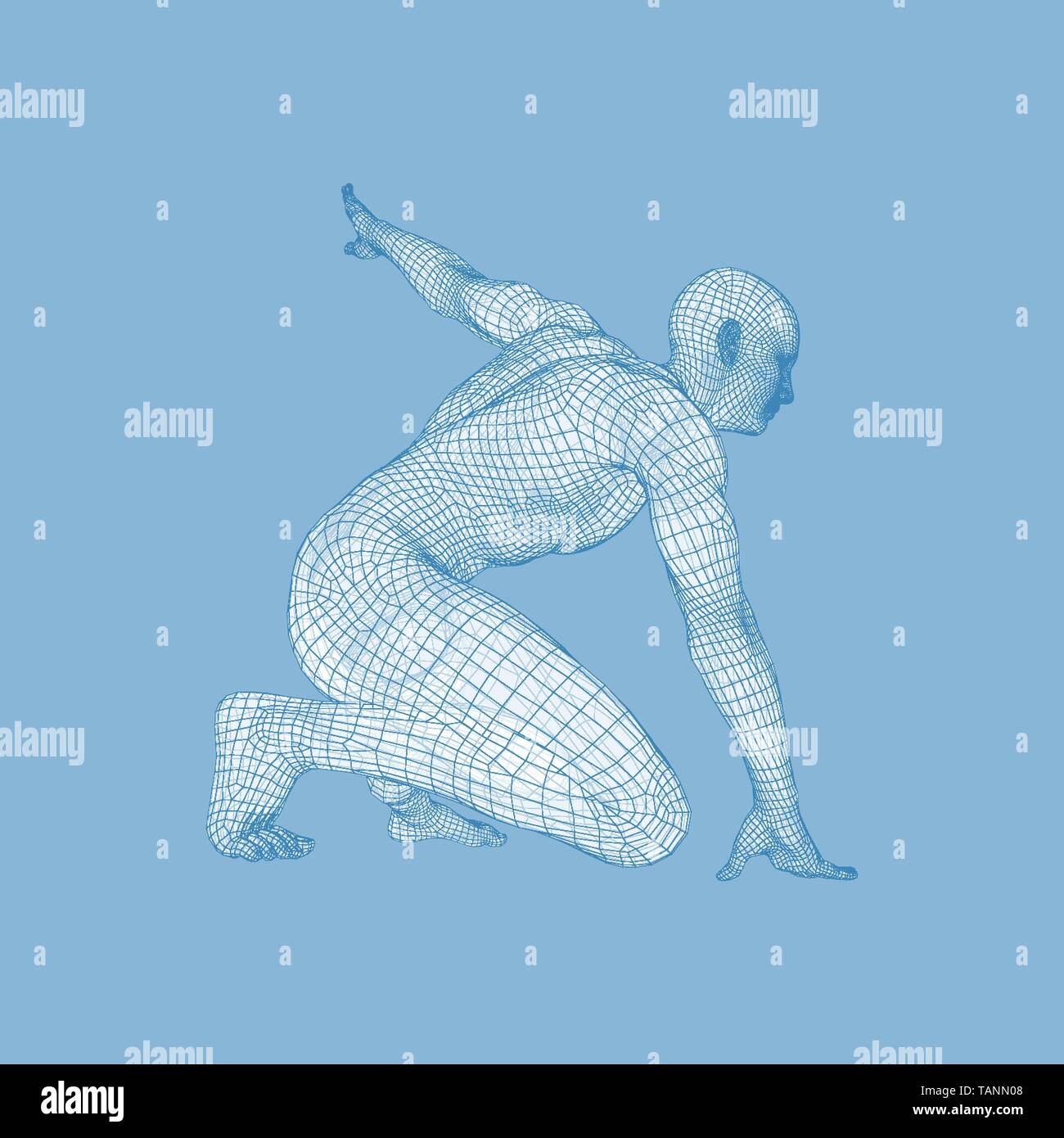 Athlete at Starting Position Ready to Start a Race. Runner Ready for ...