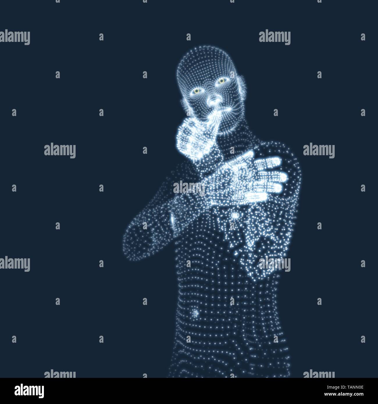 Man in a Thinker Pose. 3D Model of Man. Geometric Design. Business ...