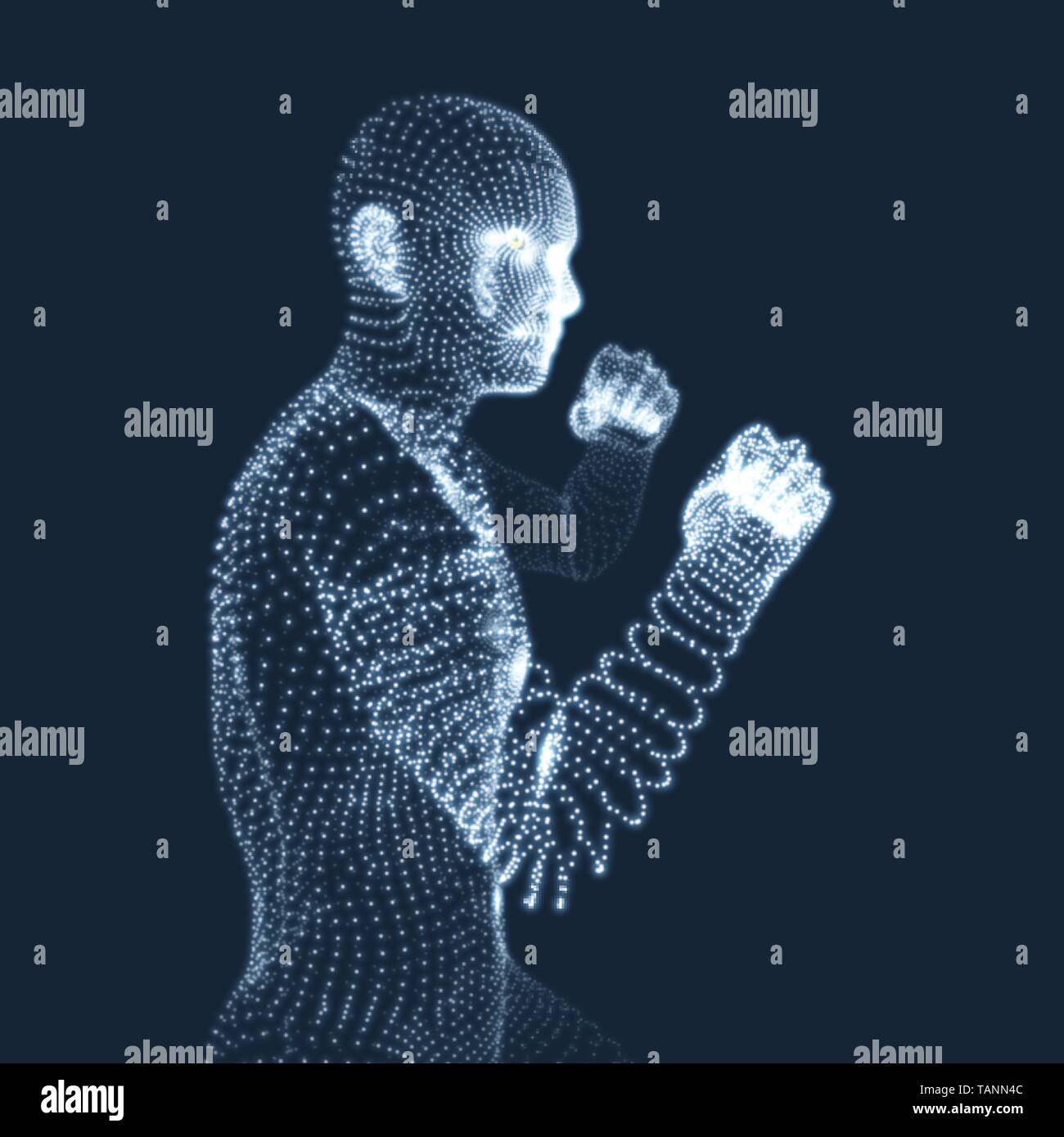 Boxer. Fighting Man. 3D Model of Man. Human Body Model. Body Scanning ...