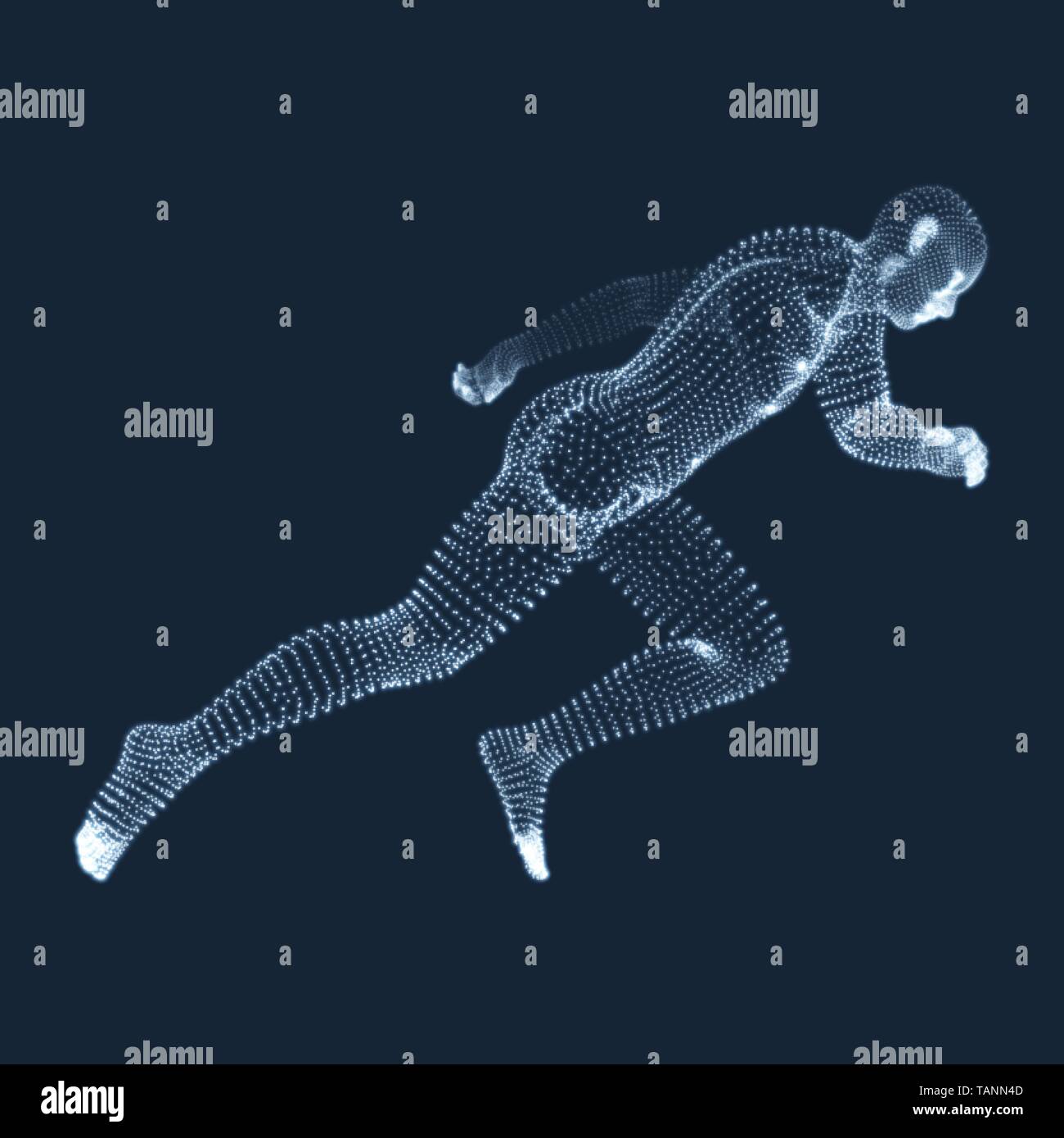 Running Man. Vector Graphics Composed of Particles. 3D Model of Man ...