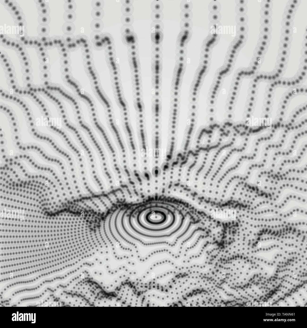 Array with Dynamic Particles. 3D Technology Style. Abstract Background ...