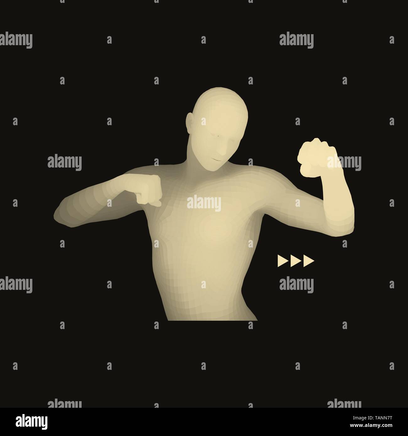 Boxer. 3D Model of Man. Human Body. Sport Symbol. Design Element ...