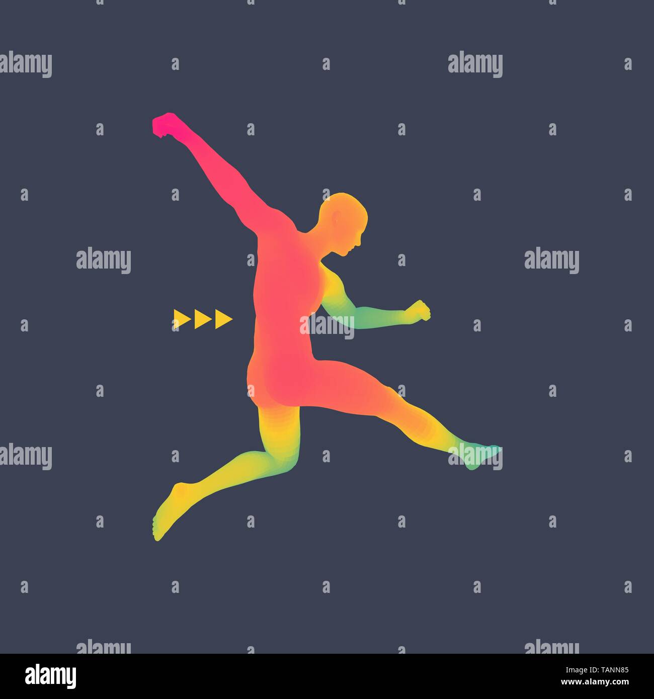 Football player. Sports concept. 3D Model of Man. Human Body. Sport ...