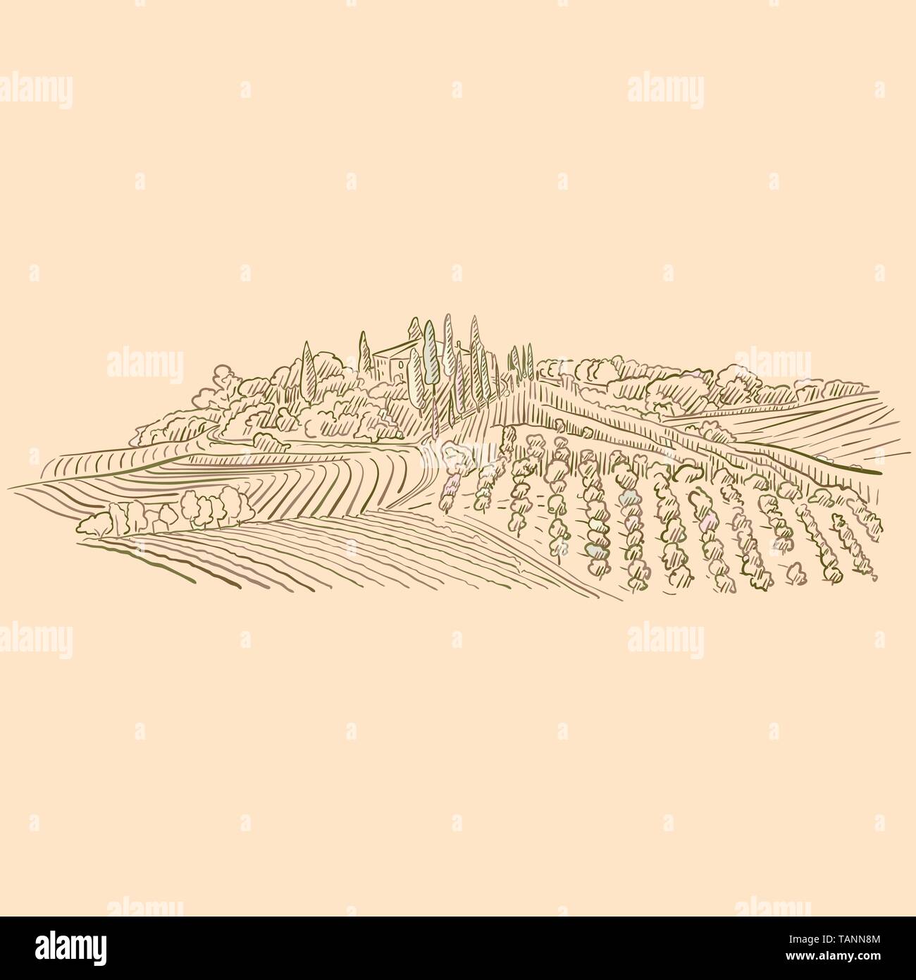 Landscape drawing hi-res stock photography and images - Alamy