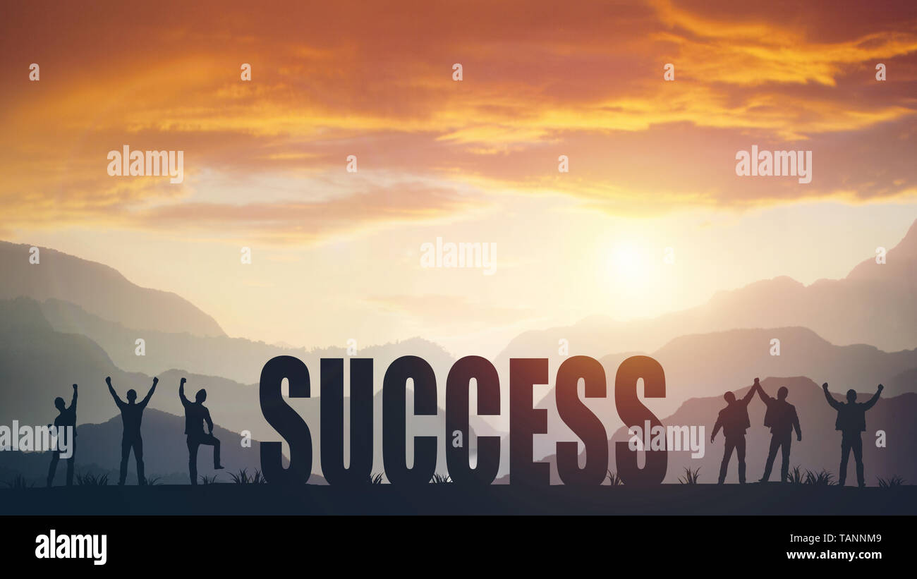 Silhouette of the word SUCCESS against the sunset Stock Photo - Alamy
