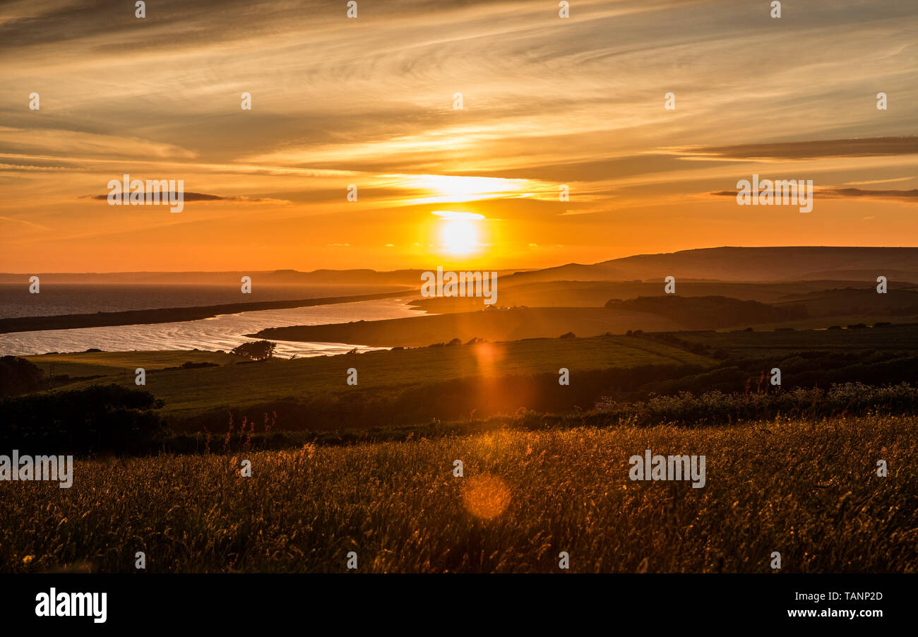 Sunset at Fleet, Dorset Stock Photo - Alamy