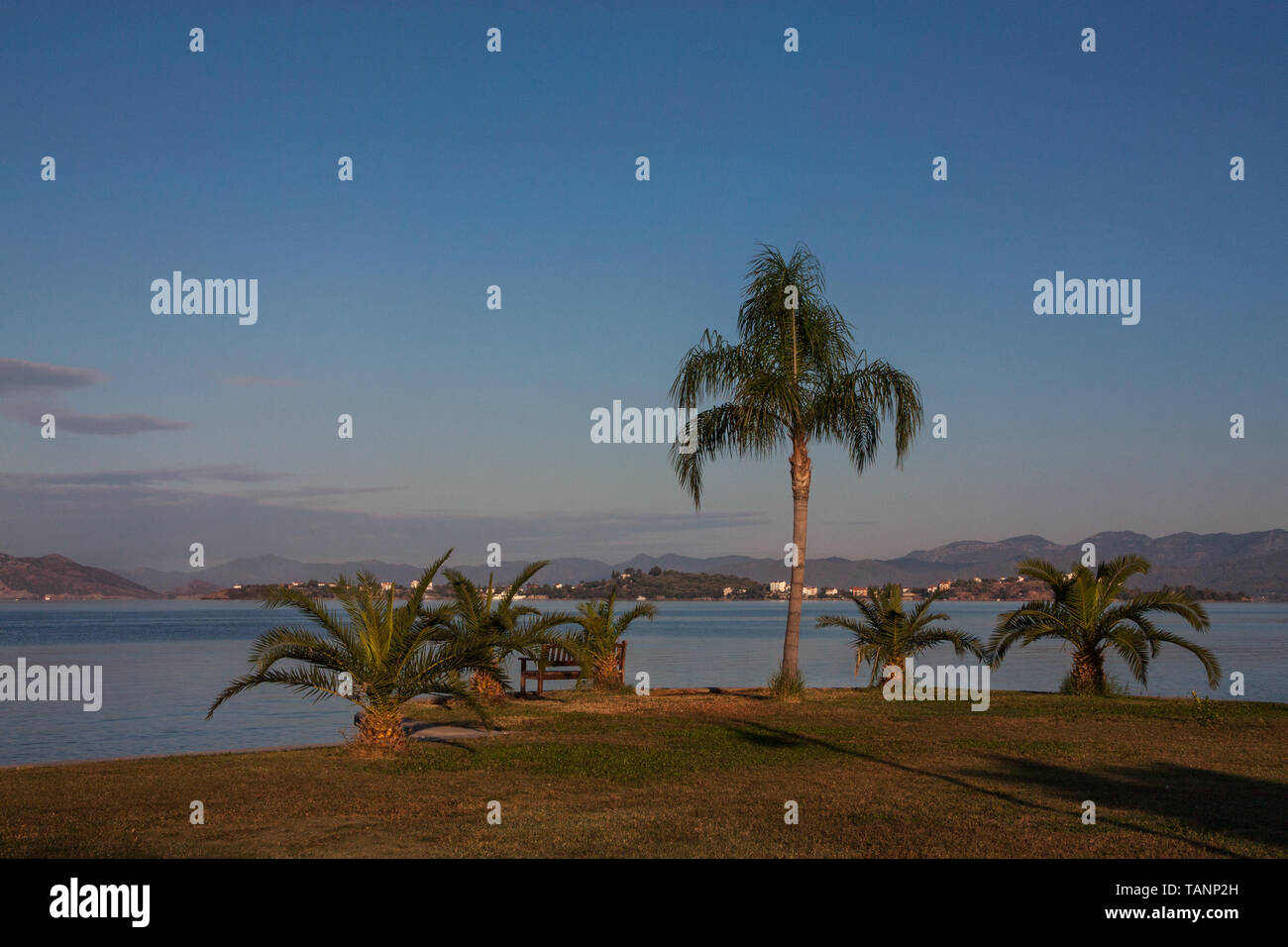 Landscape at a soft morning sun on the Aegean Sea Turkey Stock Photo ...