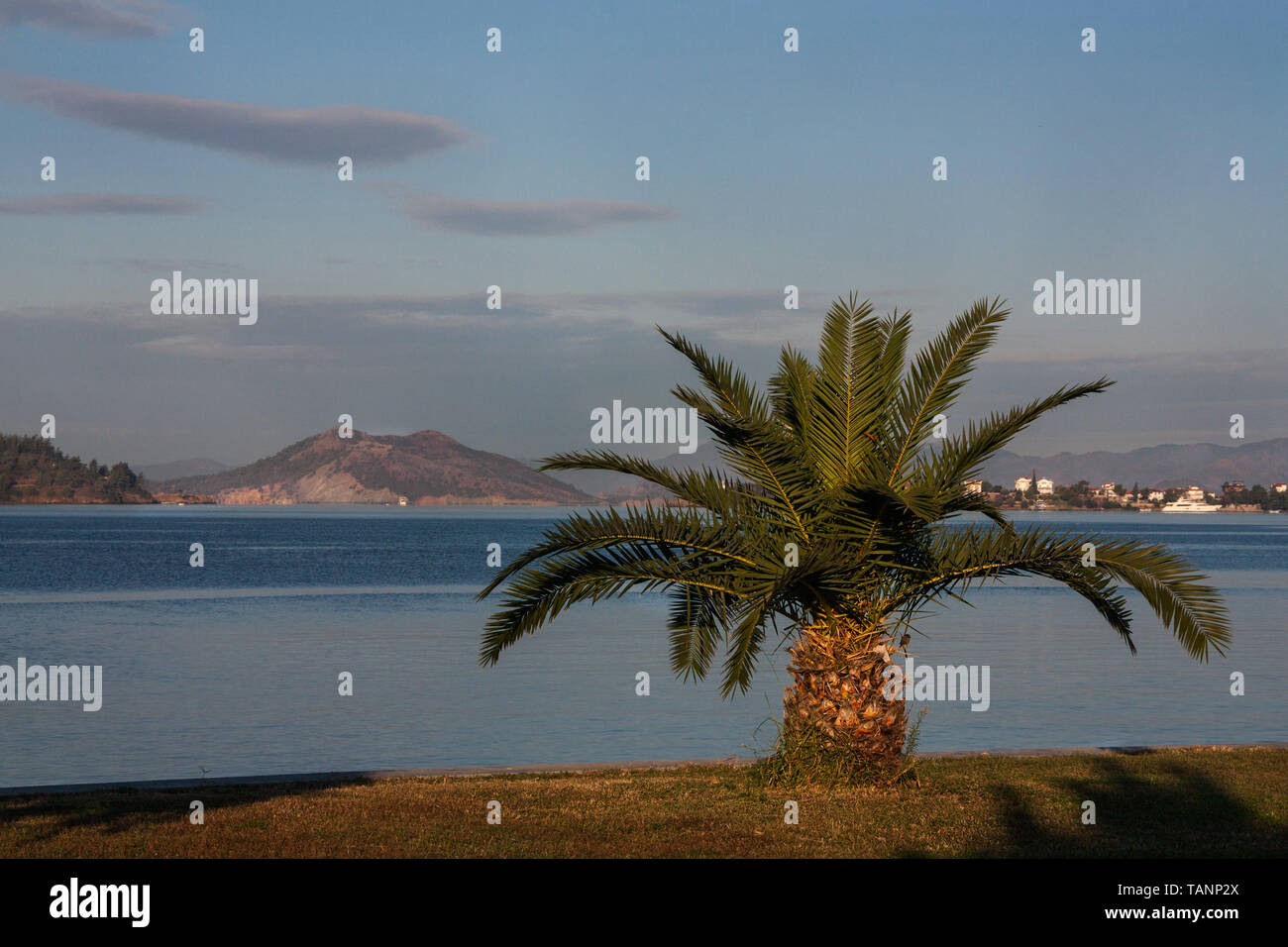 Landscape at a soft morning sun on the Aegean Sea Turkey Stock Photo ...