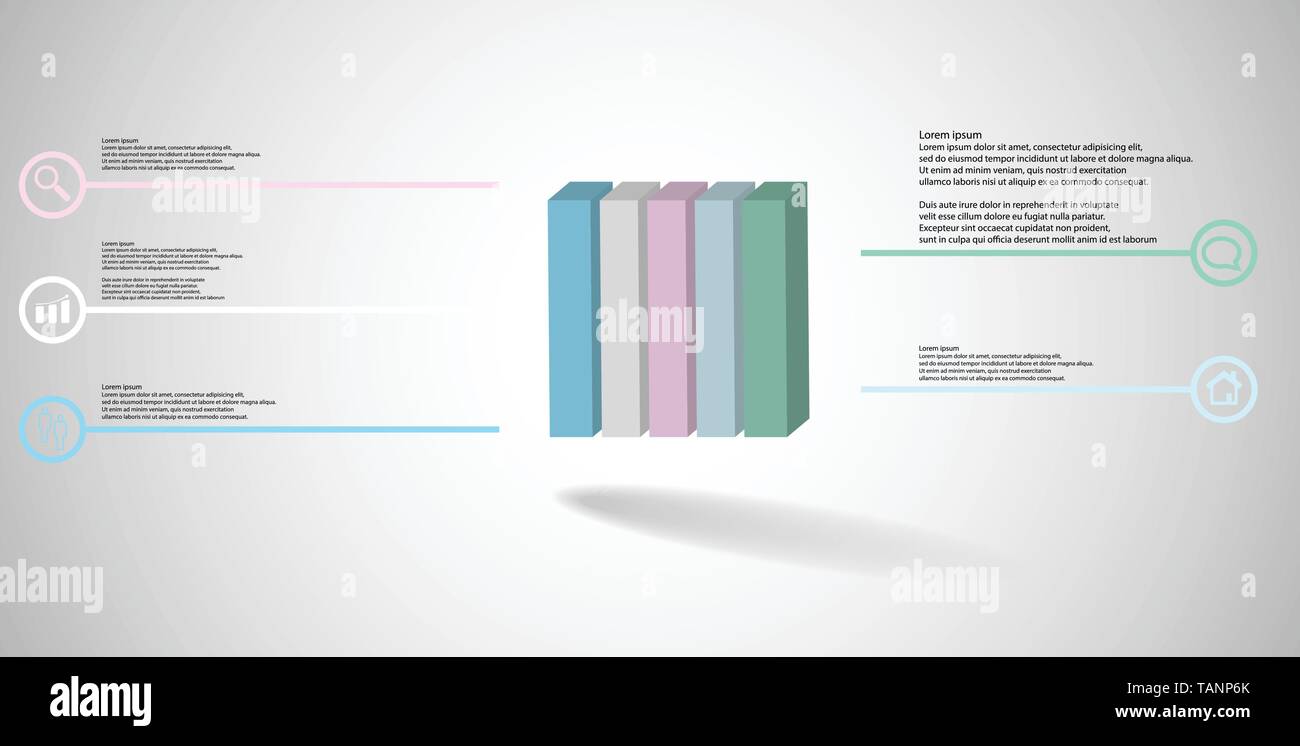 3D illustration infographic template. The embossed cube is vertically ...