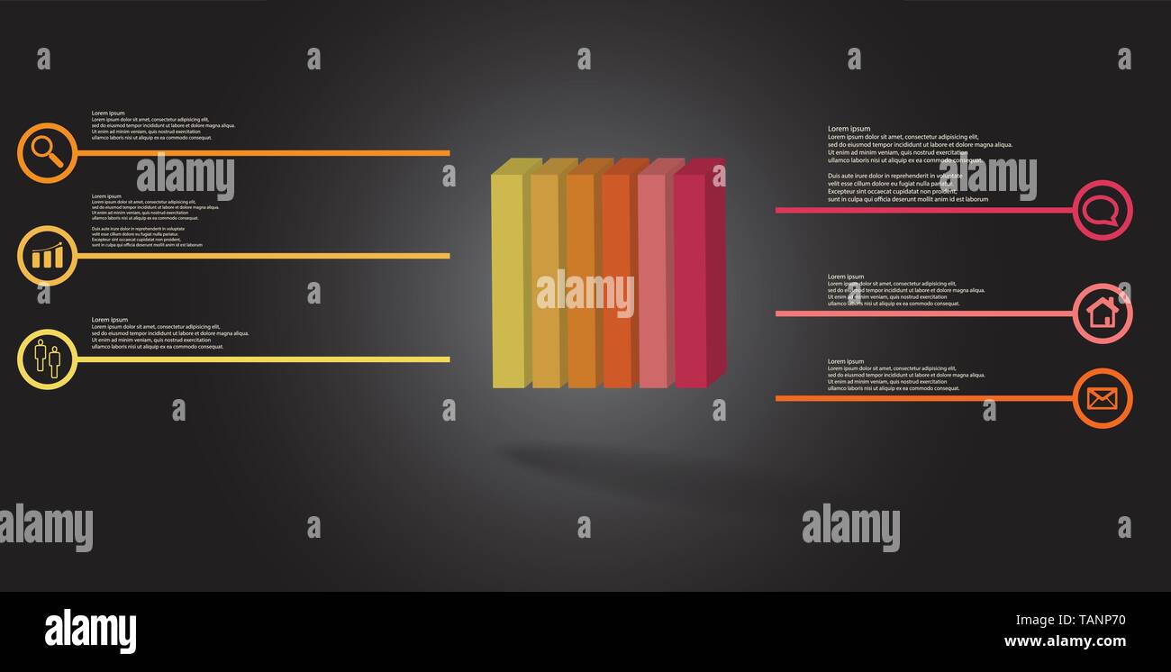 3D illustration infographic template. The embossed cube is vertically ...