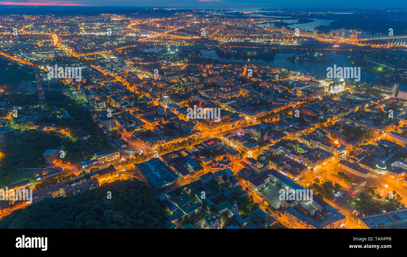 Night panorama of Kyiv, Capital of Ukraine Stock Photo - Alamy