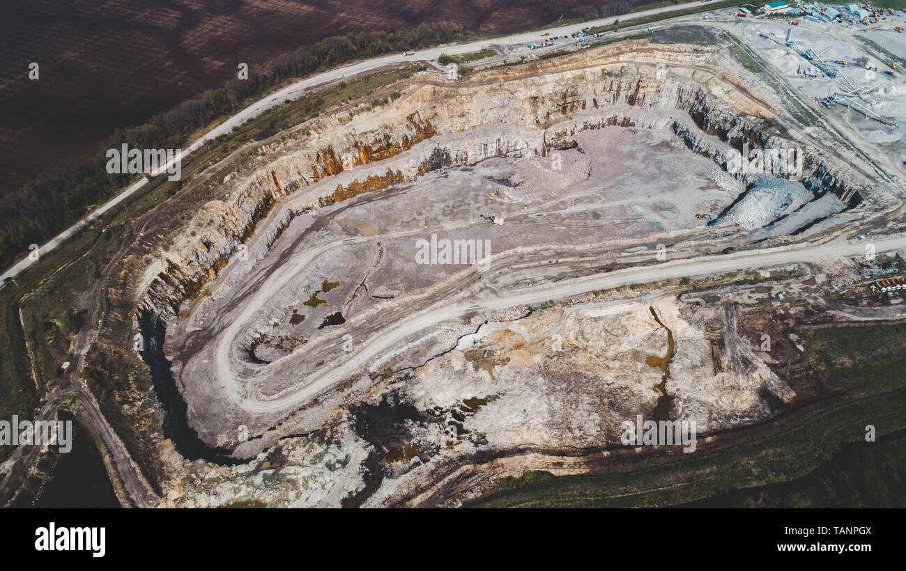 Aerial view of the granite quarry Stock Photo - Alamy