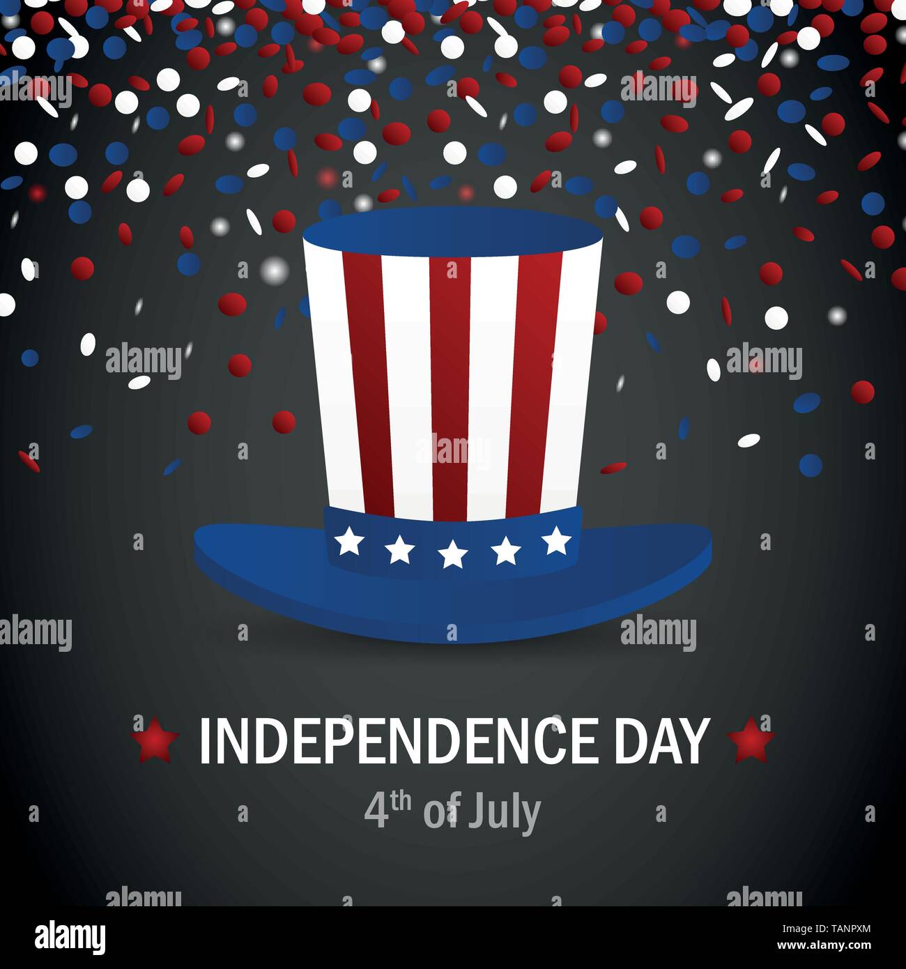 hat in american flag style with confetti for Independence Day usa ...