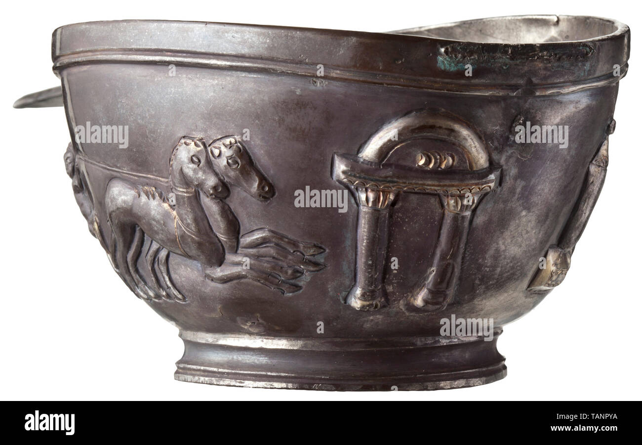 A Roman silver cup with a chariot race scene, 2nd - early 3rd century ...