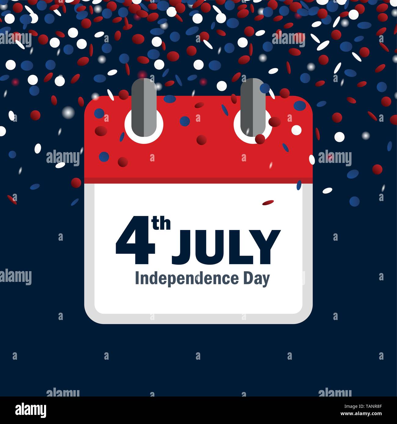 4th july Independence Day usa calendar and confetti vector illustration ...