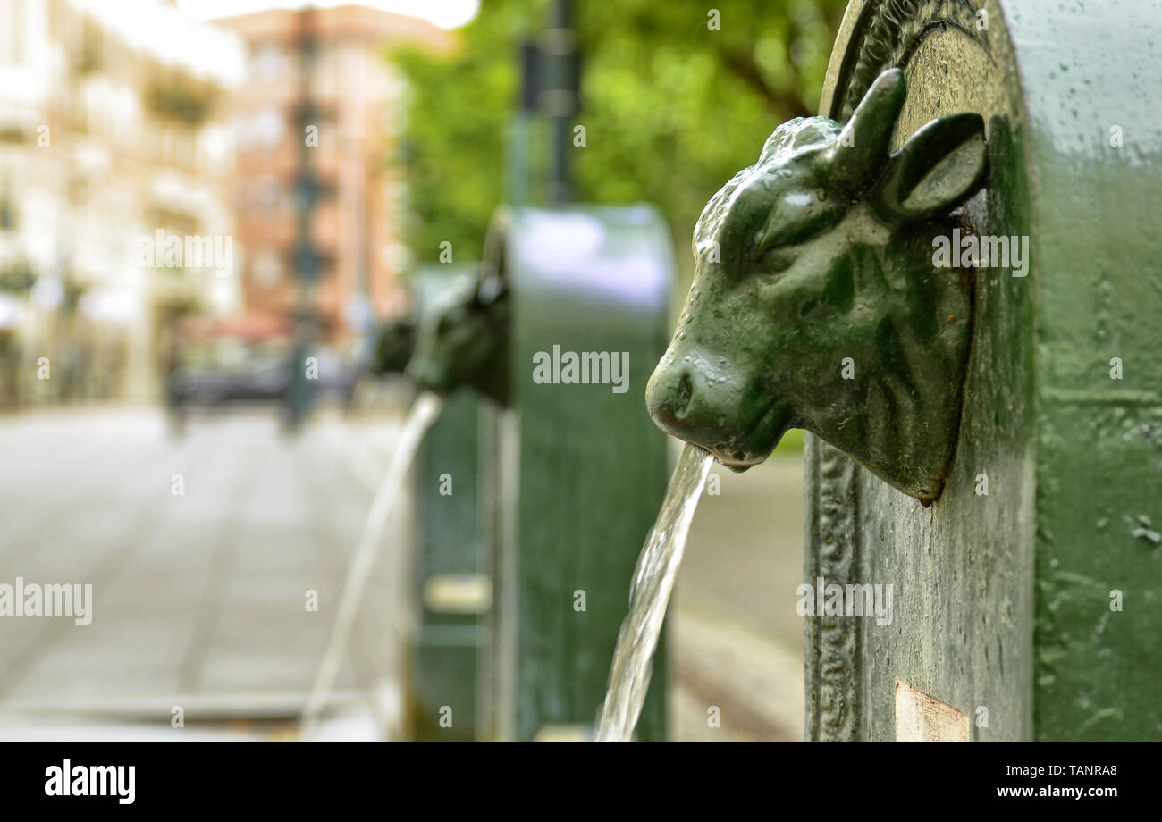 Turin, Piedmont, Italy. May 2019. A look at Piazza Gian Lorenzo Bernini ...