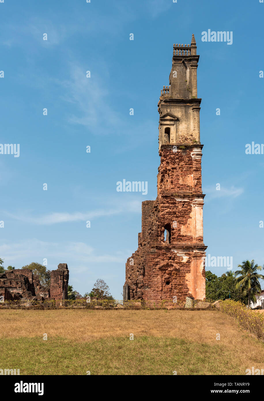 Tower of ruined Church of St. Augustine, Old Goa, India Stock Photo - Alamy