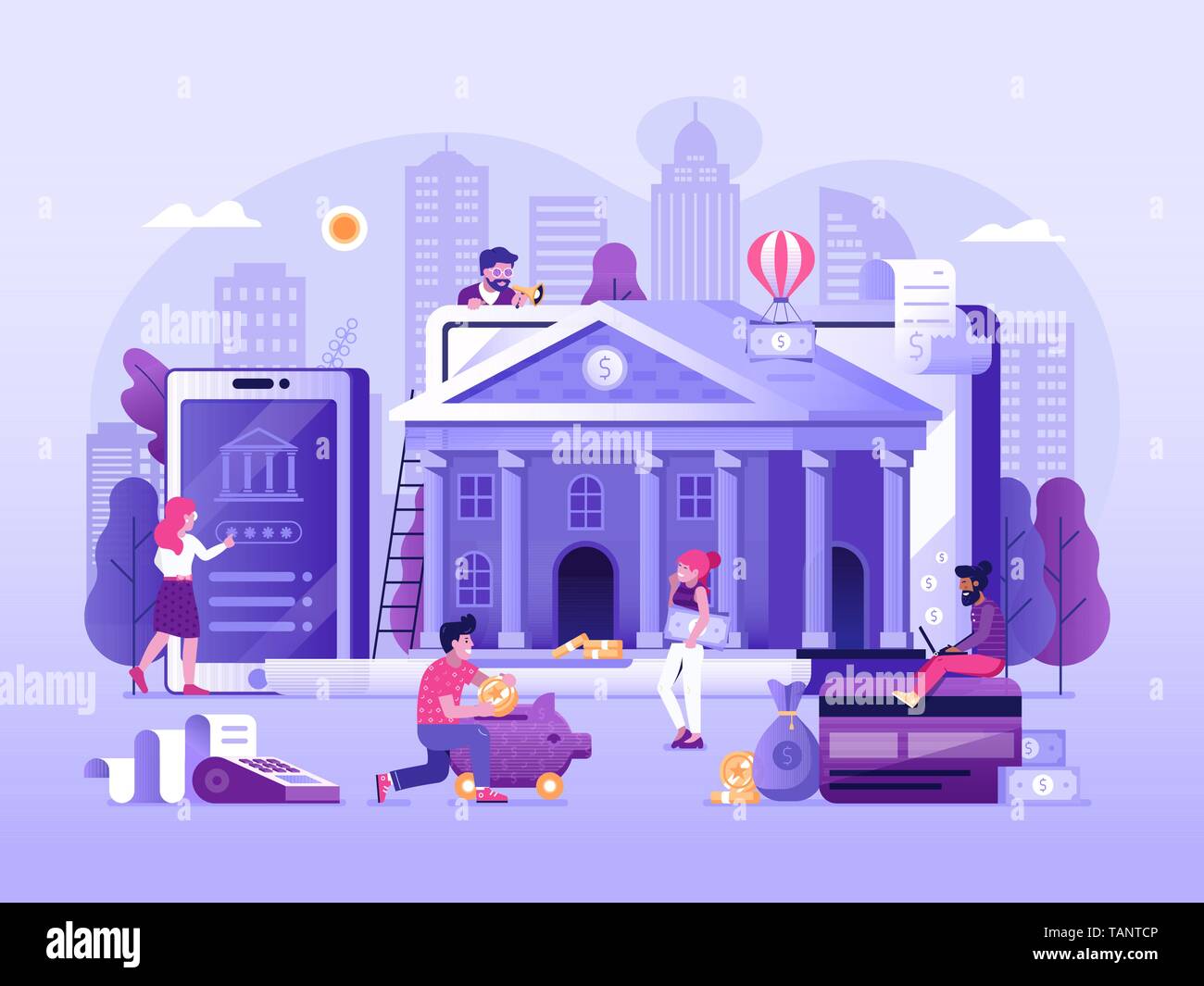 Fintech concept on computer Stock Vector Images - Alamy