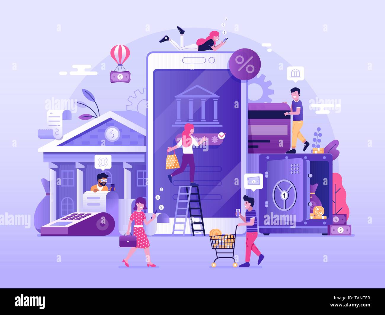 Mobile Banking Illustration Stock Vector Image & Art - Alamy