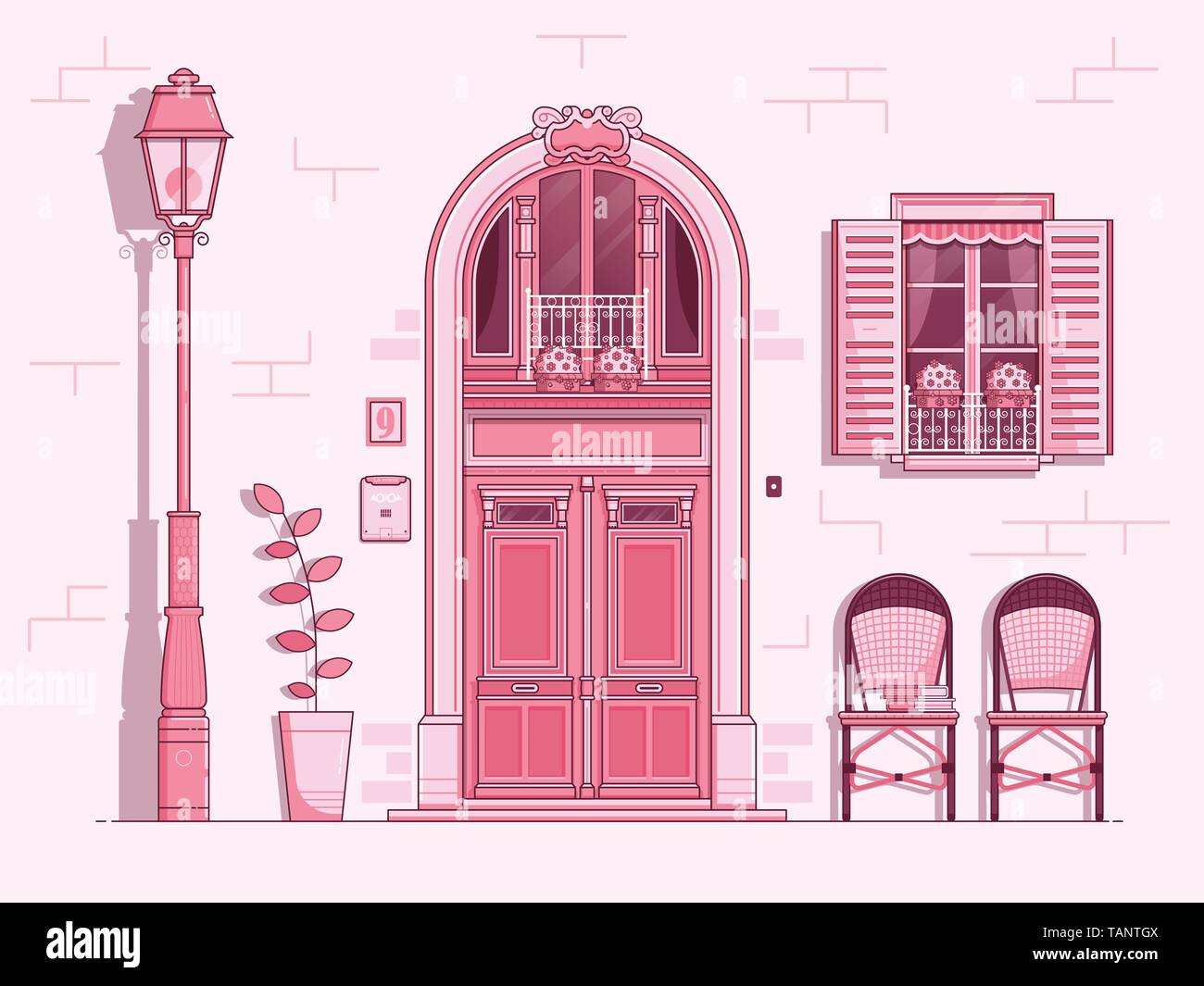 Vintage French Window and Door Scene Stock Vector Image & Art - Alamy