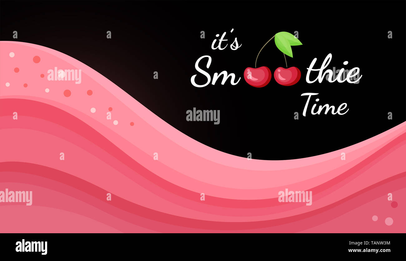 Red cherry smoothie vitamin drink illustration. Tasty natural berry ...