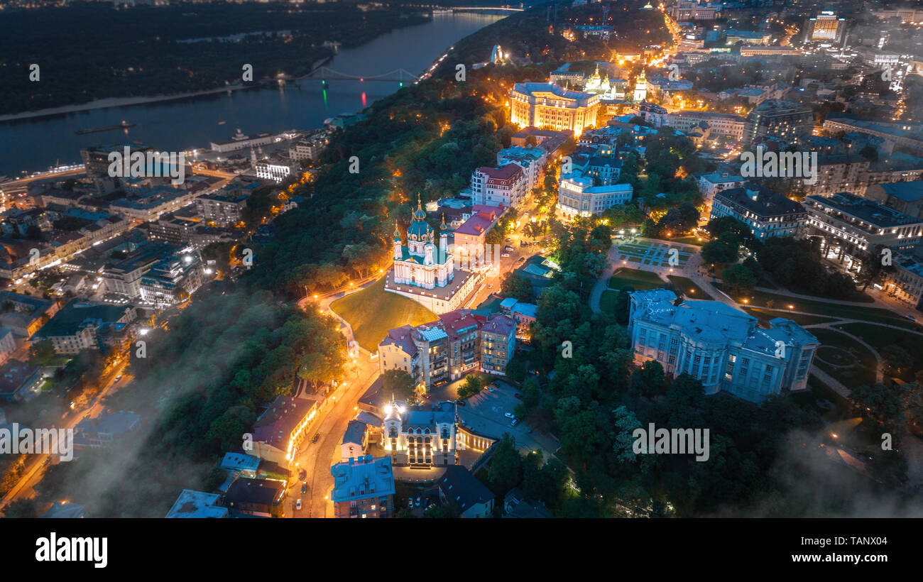 Evening Kiev, Ukraine. Aerial view Stock Photo - Alamy