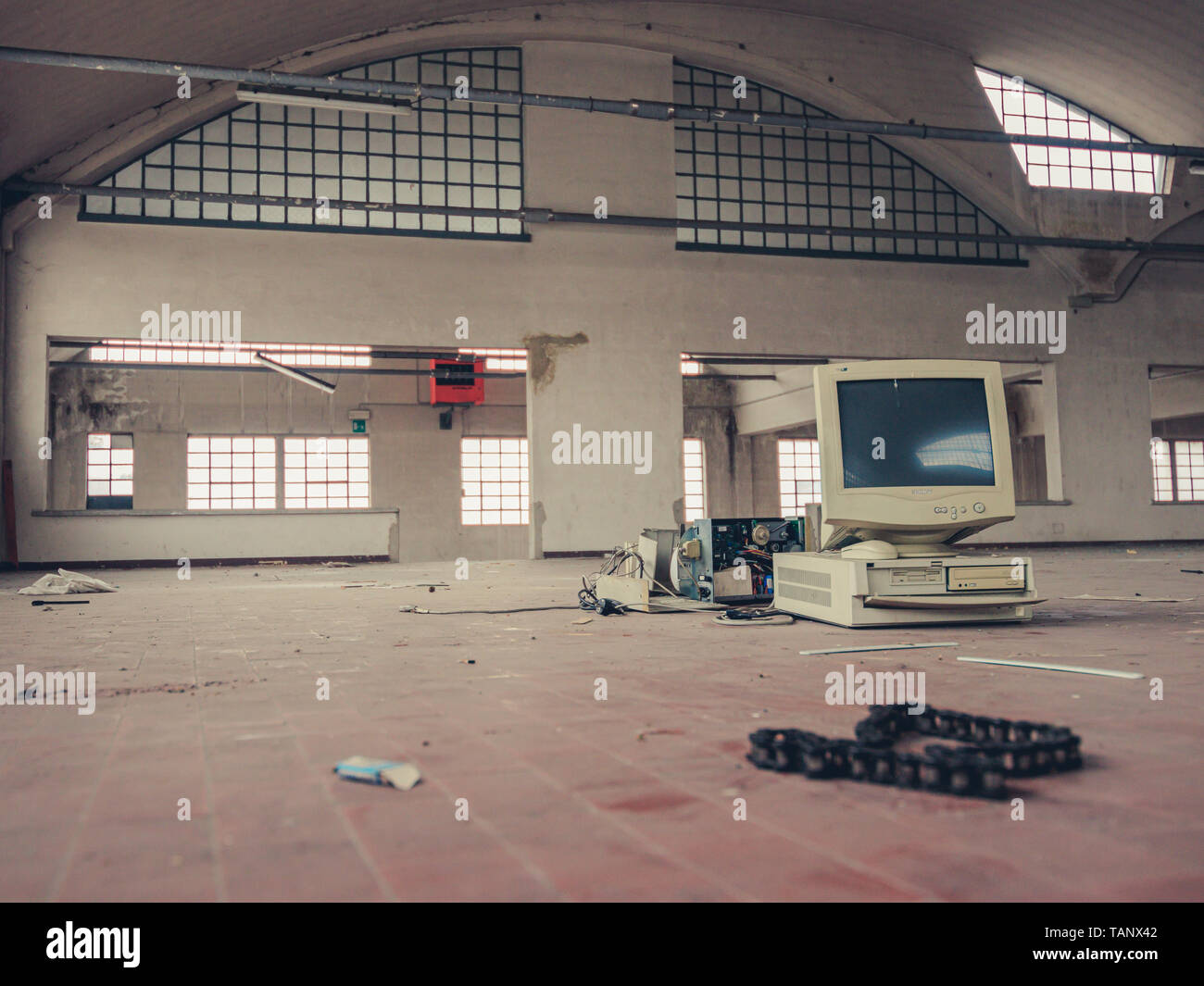 Italy - May 2019: old generation computer destroyed and abandoned near ...