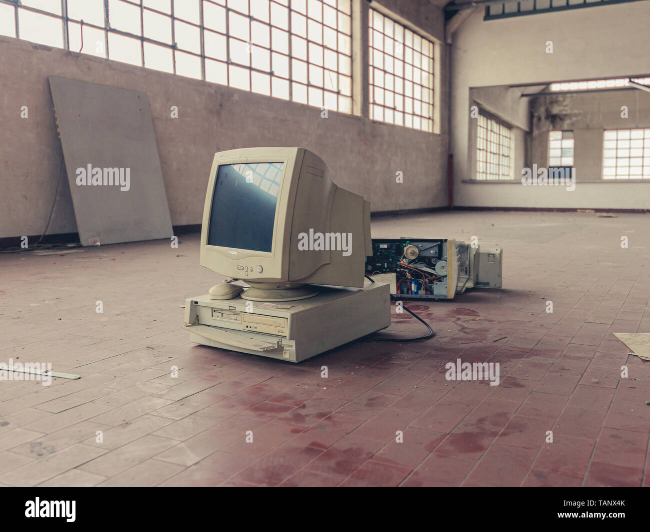 Italy - May 2019: Old generation computer destroyed and abandoned in an ...