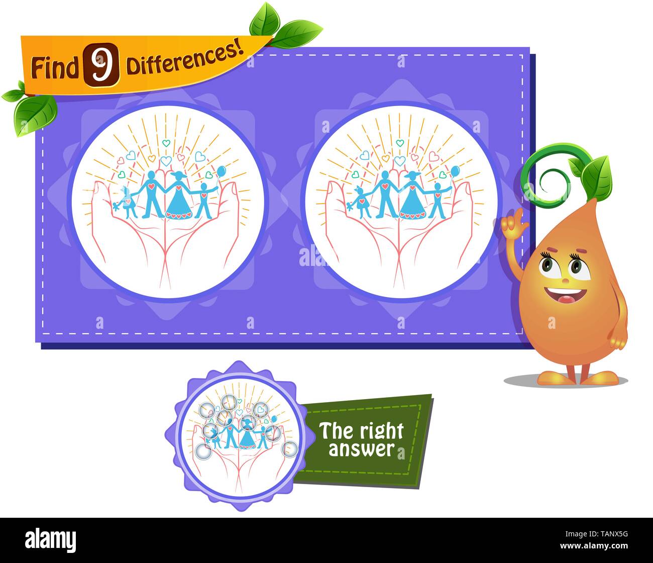 visual game for children and adults. Task to find 9 differences Stock ...