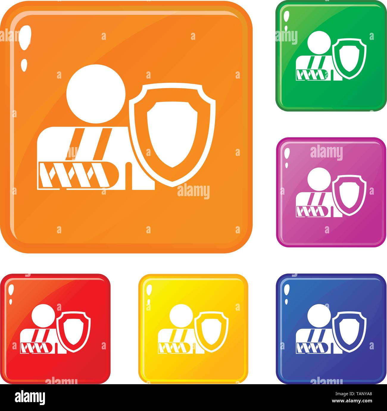 oken arm and safety shield icons set vector color Stock Vector Image ...